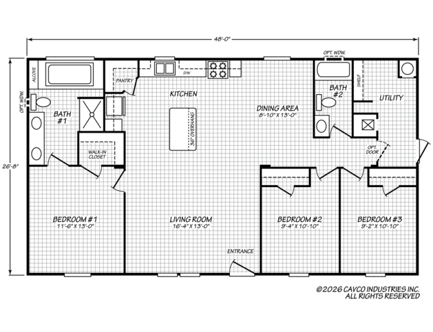 3 Bed Manufactured Home (Double-wide) for Sale - Landmark 28483U