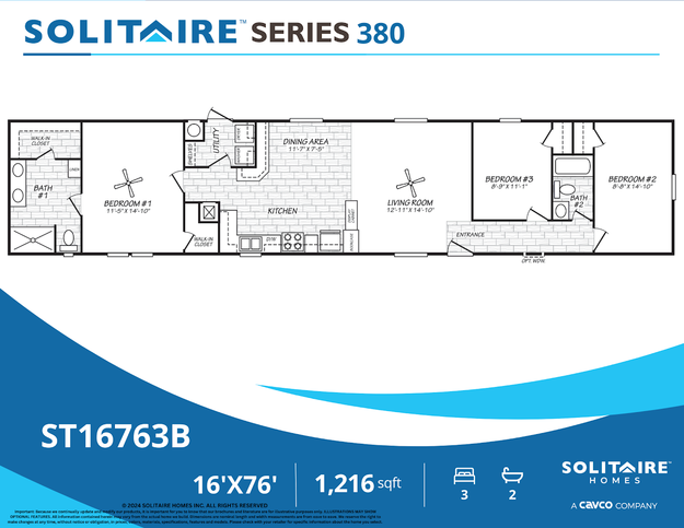 3 Bed Manufactured Home in Tulsa OK - Solitaire Parker 16763B