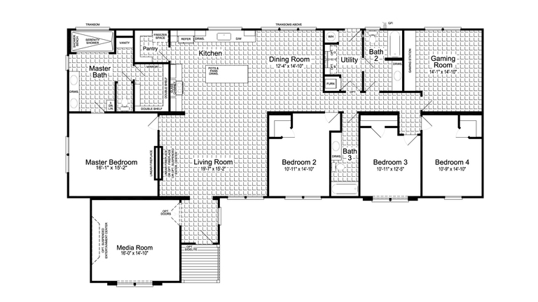 4 Bed Manufactured Home (Triple-wide) for Sale - Luxe Haven III Flex 47764A