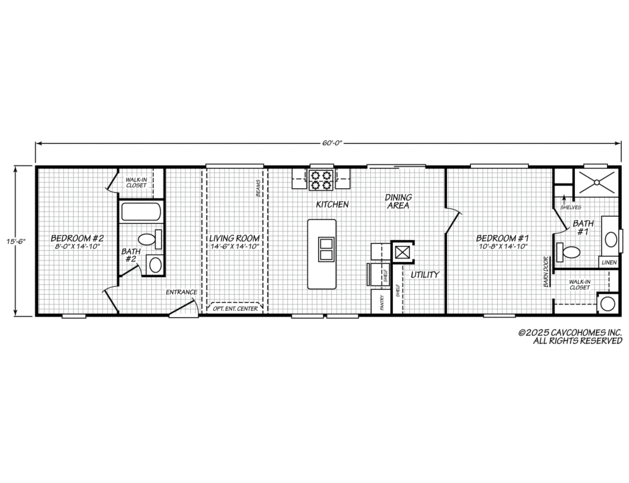 2 Bed Manufactured Home (Single-wide) for Sale - Pinnacle 16602P