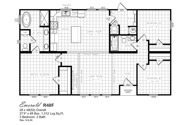 3 Bed Manufactured Home in Oklahoma City OK - Emerald R48F Diamond Series