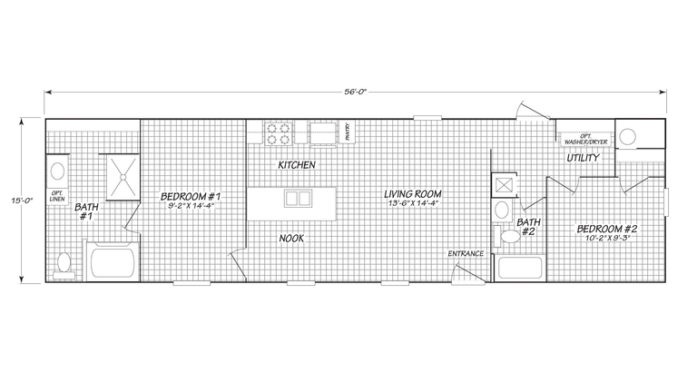 2 Bed Manufactured Home (Single-wide) for Sale - Augusta 16562A