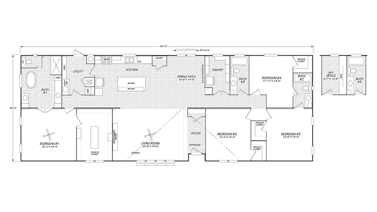 4 Bed Manufactured Home (Double-wide) for Sale - Solitaire 32824A