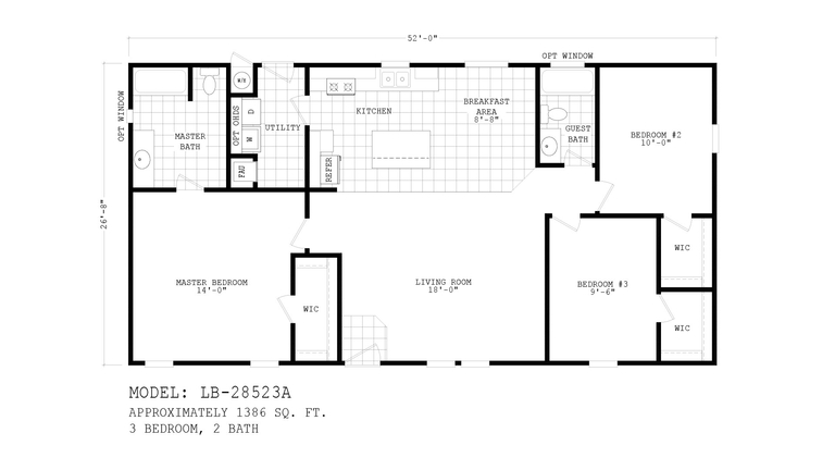 3 Bed Manufactured Home (Double-wide) for Sale - Liberty 28523A