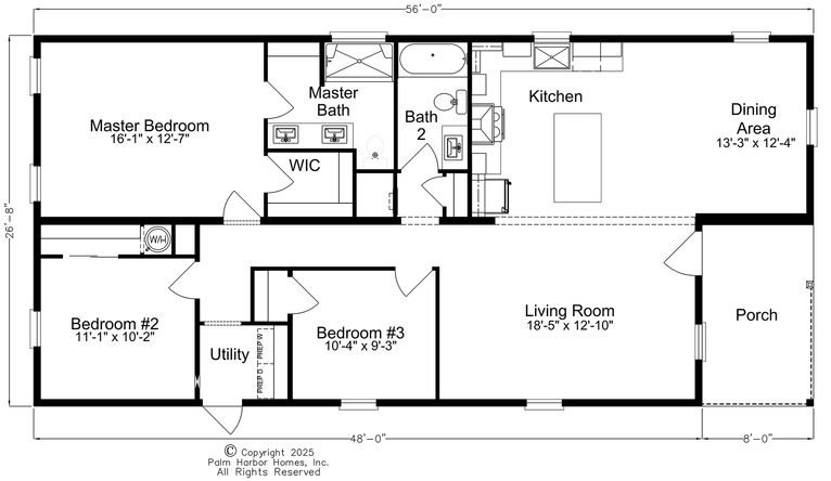 3 Bed Manufactured Home (Double-wide) for Sale - Craft Select 28563B