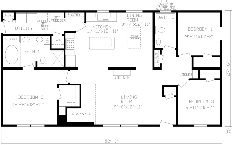 3 Bed Modular Home (Double-wide) for Sale - The Franklin Modular 184006M