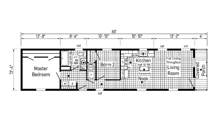 2 Bed Manufactured Home (Single-wide) for Sale - Mustang 14602B