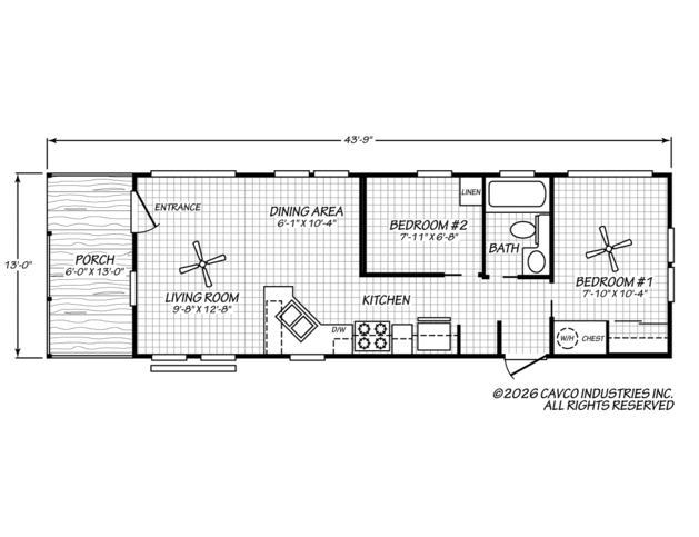 2 Bed Manufactured Home in Ocala FL - The Wedge 13442S