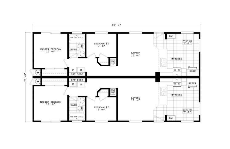 4 Bed Manufactured Home (Double-wide) for Sale - Duplex 28504A