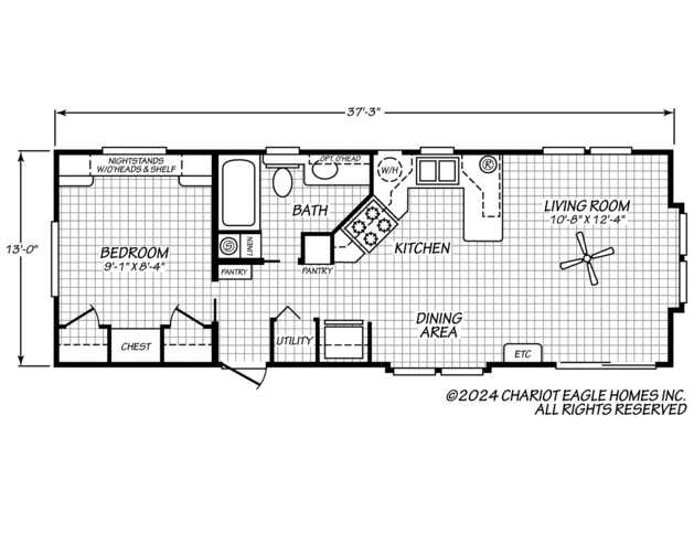 1 Bed Manufactured Home (Single-wide) for Sale - Hawk 13381C