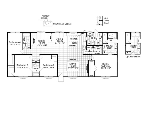4 Bed Manufactured Home (Double-wide) for Sale - El Rancho IV 32764A