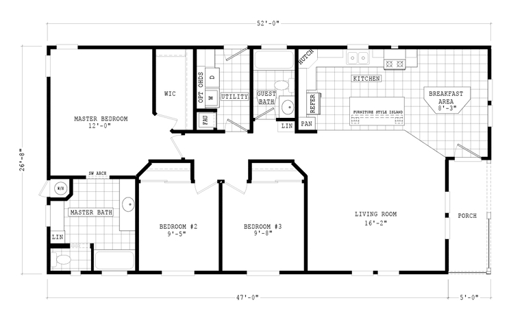 3 Bed Manufactured Home (Double-wide) for Sale - Westin Porch 28523A