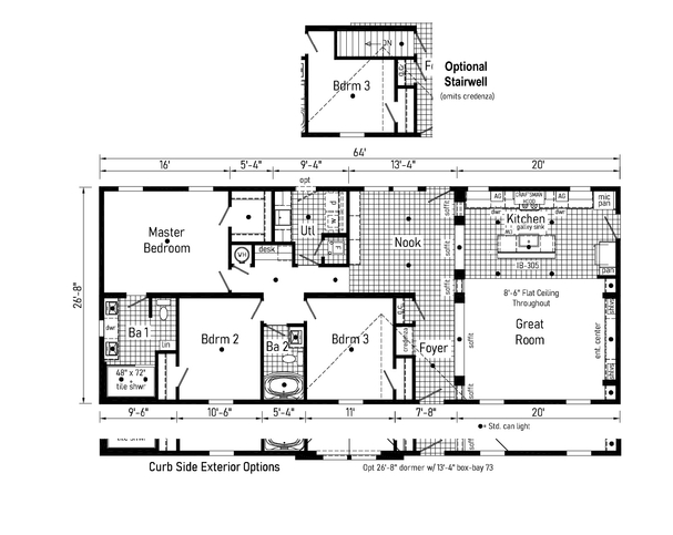 3 Bed Modular Home (Double-wide) for Sale - Cornerstone 28643BM