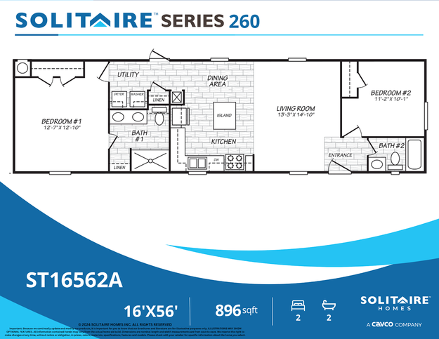 2 Bed Manufactured Home in Tulsa OK - Solitaire Dos - SOLD 16562A
