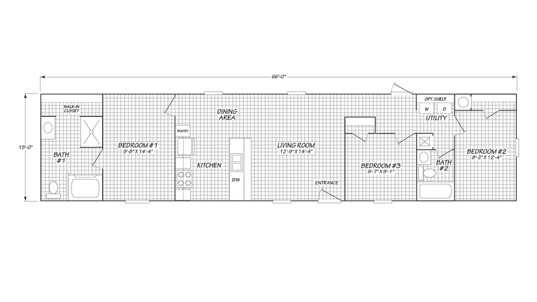 3 Bed Manufactured Home (Single-wide) for Sale - Phoenix 16663A