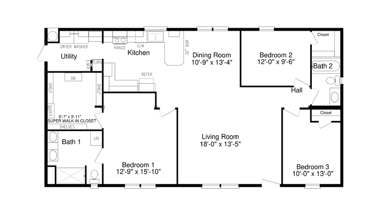 3 Bed Manufactured Home in Abilene TX - Solitaire 28523A