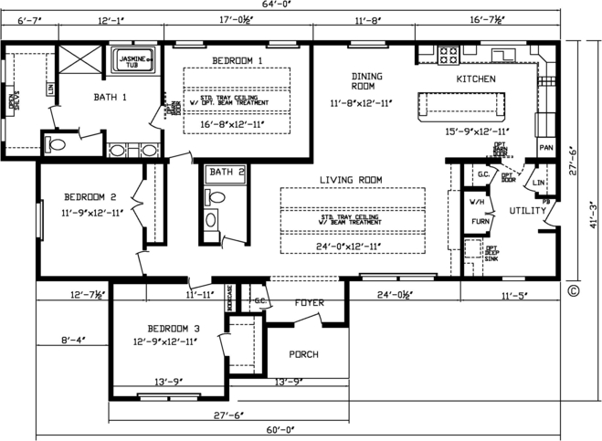 The Pinehurst XL 185037MKZ Modular Home from Cavco - Montevideo