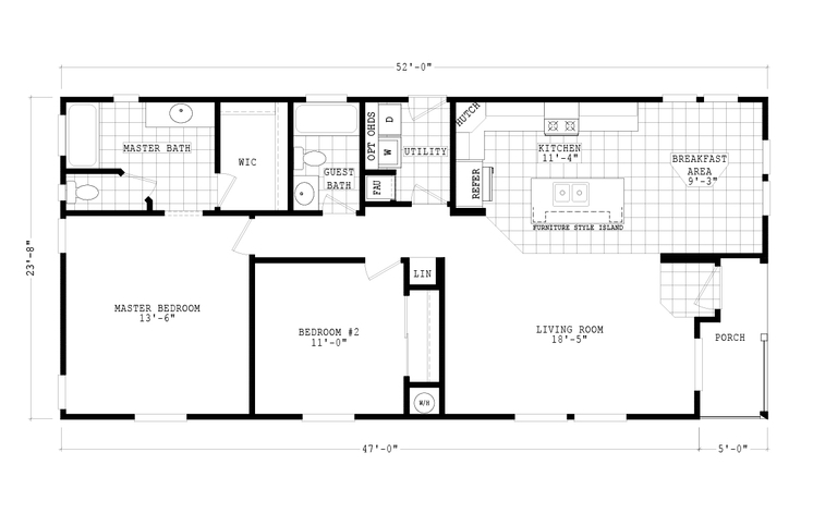 2 Bed Manufactured Home (Double-wide) for Sale - Westin Porch 24522A