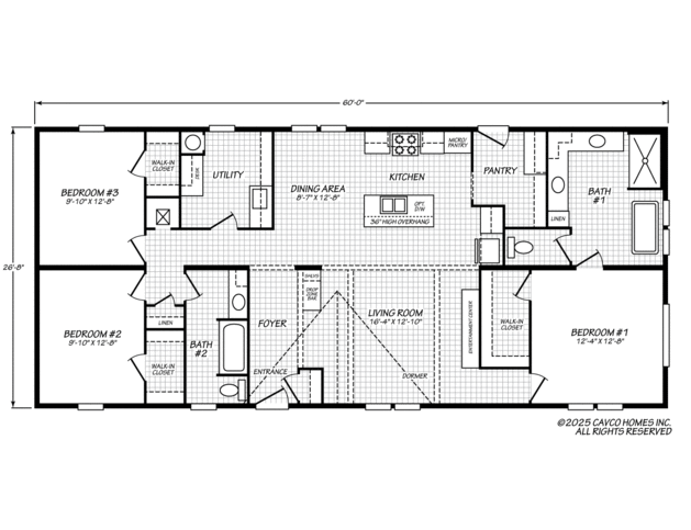 3 Bed Manufactured Home (Double-wide) for Sale - Vivid 28603N