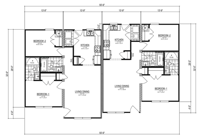 4 Bed Modular Duplex Home (Ranch) for Sale - Longwood Duplex