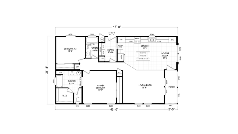 2 Bed Manufactured Home (Double-wide) for Sale - Sedona Ridge 28482A