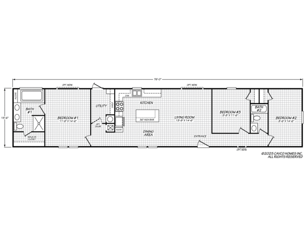 3 Bed Manufactured Home (Single-wide) for Sale - Landmark 16763B