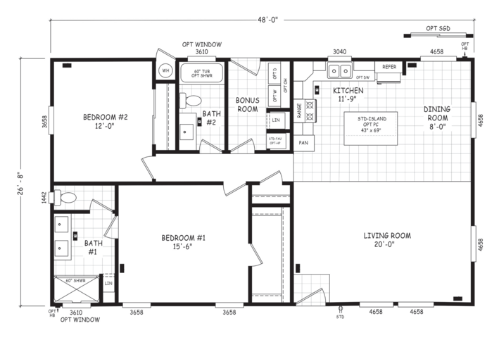 2 Bed Manufactured Home (Double-wide) for Sale - Edge 28482A