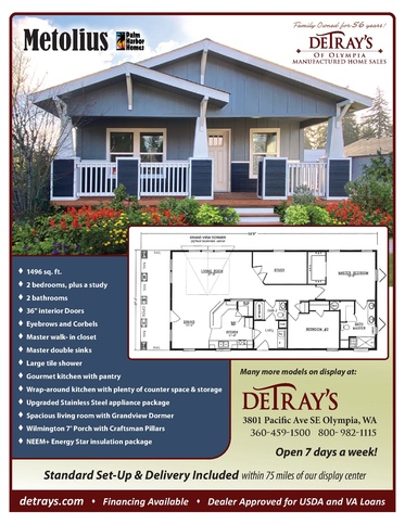 2 Bed Manufactured Home in Olympia WA - The Metolius 28522A